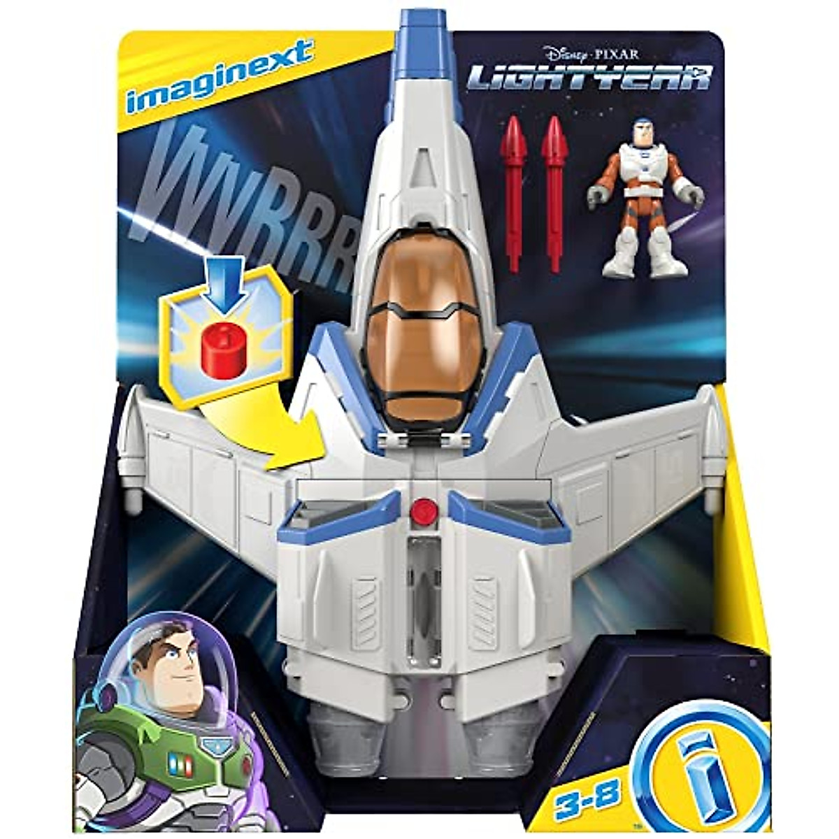 Disney and Pixar Lightyear Spaceship Toy, Imaginext Lights & Sounds XL-15 with Buzz Lightyear Figure for Pretend Play Ages 3-8 Years