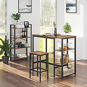 VASAGLE Bar Table with Sturdy Metal Frame, Easy Assembly, Industrial Design, 23.6 x 42.9 x 39.4 inches, Rustic Brown
