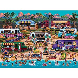 Buffalo Games - Pun Fuzzles - Hawaiian Food Truck Festival - 1000 Piece Jigsaw Puzzle