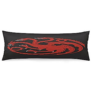 Body Pillow Cover,Red Dragon Stark Bolton Got Khaleesi Daenerys Printed Long Pillow Cases Protector with Zipper Decor Soft Large Covers Cushion for Beding,Couch,Sofa,Home Gift 20"x54"