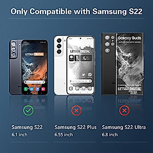 AACL [Fingerprint Compatible][2+2][2- Pack] Tempered Glass for Samsung Galaxy S22 5G Screen Protector+[2- Pack] Camera Lens Protector for Samsung Galaxy S22, [Easy Installation with Alignment]