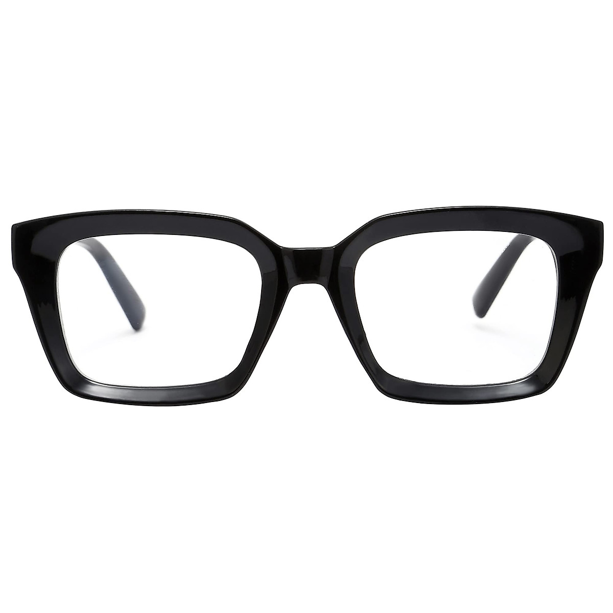 Kursan Classic Non Prescription Clear Lens Glasses for Women Men Thick Square Frame Eyeglasses (2 Pack Bright Black)