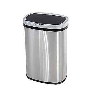 Bigacc 13 Gallon Touch-Free Automatic Stainless-Steel Trash Can Garbage Can Metal Trash Bin with Lid for Kitchen Living Room Office Bathroom, Electronic Motion Sensor Automatic Closure & Opening