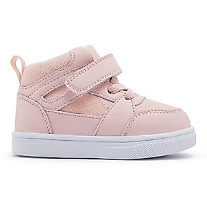 BMCiTYBM Baby High Top Sneakers Boy Girl Walking Shoes Infant First Walker Shoes for 6 9 12 18 24 Months Pink Size 4 Toddler