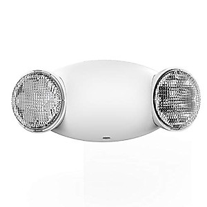 Hubbell Lighting CU2 Commercial Emergency Light with Battery Backup, LED Emergency Lighting Fixture with Twin Adjustable Heads, 90-Minute Runtime, UL924 Listed for Damp Locations, 120-277V, White