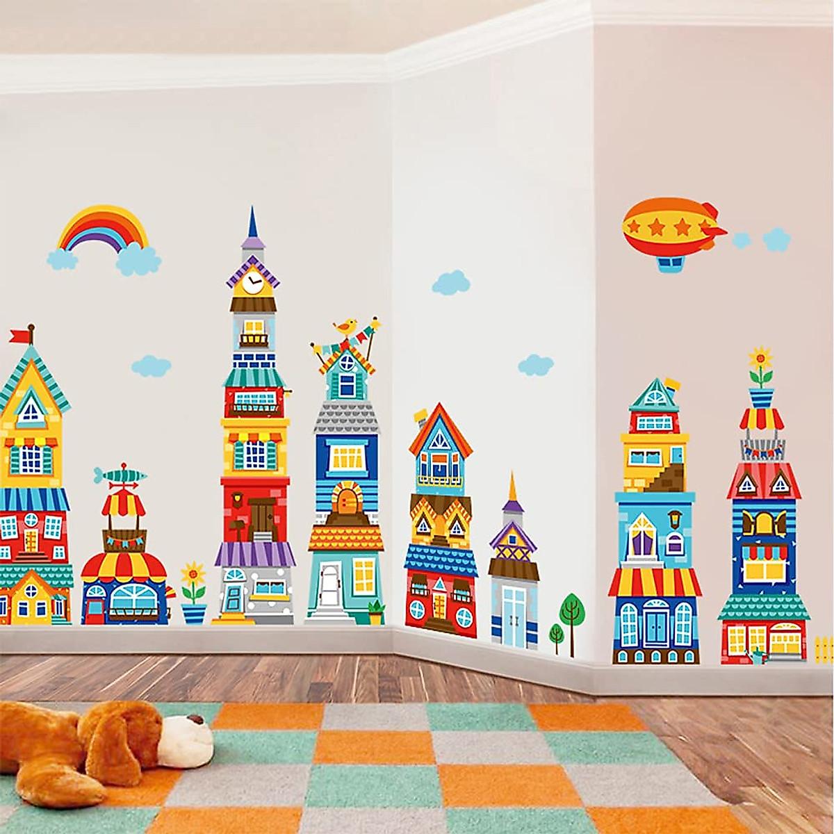 Kids Room Decor Cartoon Cute Wall Stickers House Nursery Playroom Decoration Sticker for Living Room Kindergarten Room, Children self-Adhesion Wall Stickers(6pcs) Large Size Baby Rooms Wall Decal