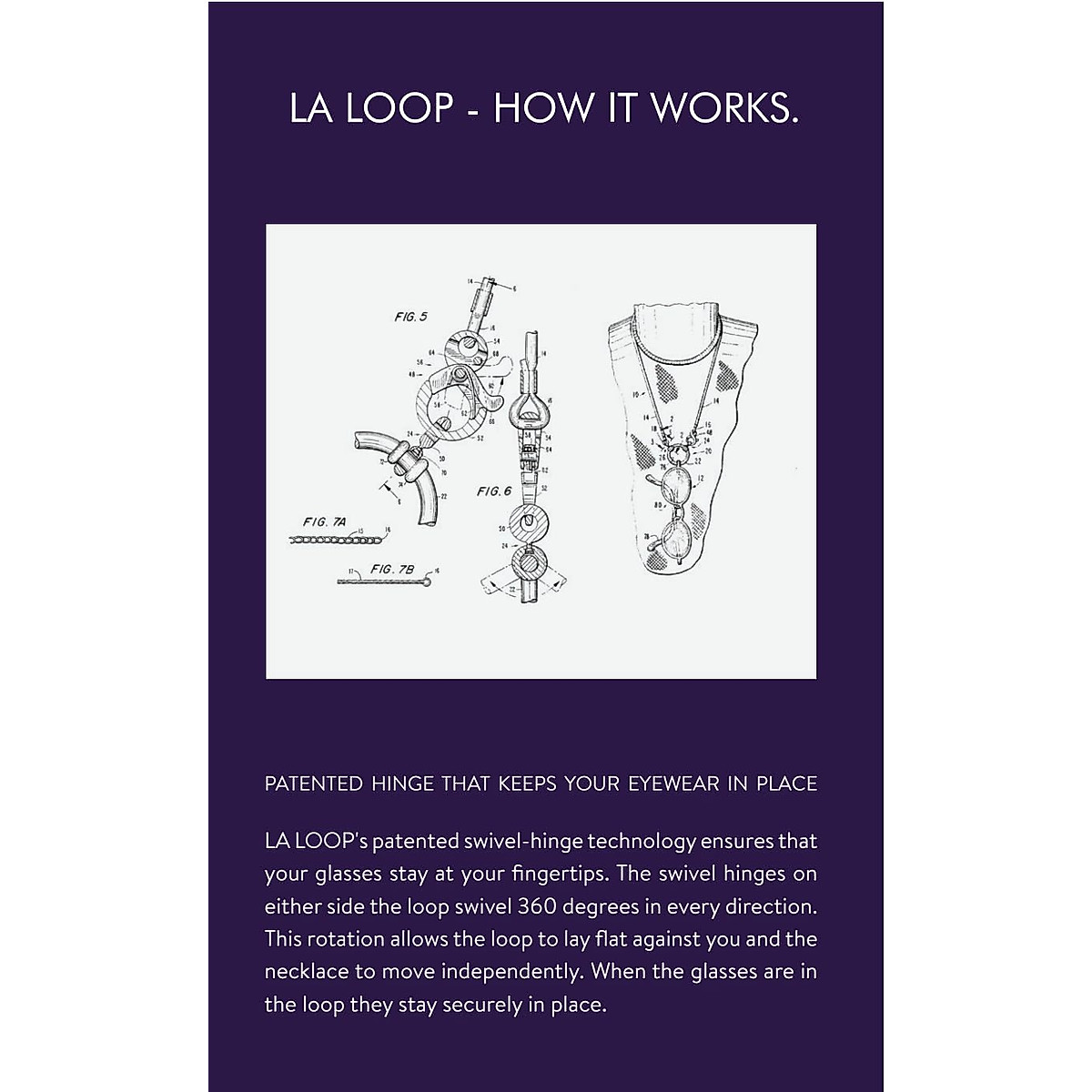 World Famous and Original LaLoop eyeglass necklace in Black., Medium