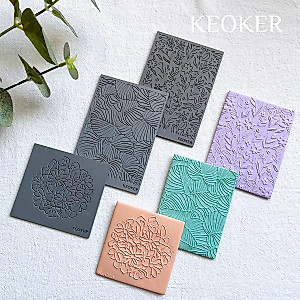 Keoker Polymer Clay Texture Sheets, Clay Texture Mat for Making Earrings Jewerly, Polymer Clay Earrings Tools (Floral A)