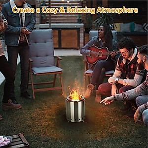 Smokeless Steel Table Top Fire Pit - Portable Wood Burning Mini Fire Pit with Storage Bag, Removable Ash Pan for Garden Bonfires