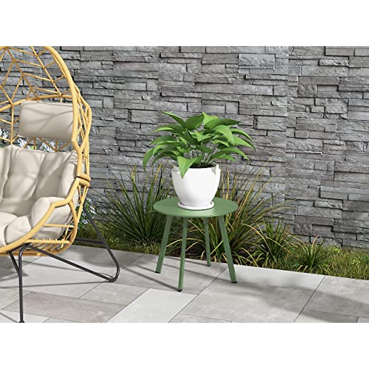 Grand patio Indoor & Outdoor Steel Side Table, Weather-Resistant Round End Table with Square Feet, Small Accen Table Great for Patio, Balcony, Camping