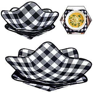 4 Pieces 2 Sizes Bowl holders Sponge and Microfiber Small Bowls Large Bowls Holder for Microwave Heat Plate Bowl Food Warmer for Home Kitchen and Hot Bowl Holder (Black and White)