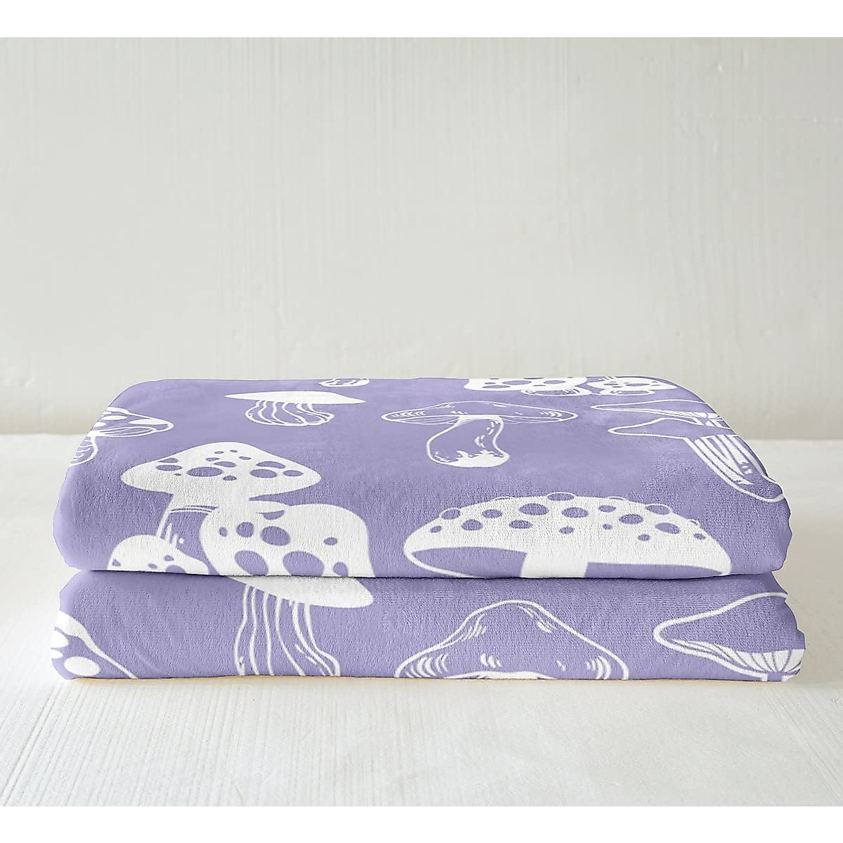 Purple Mushroom Bed Blanket Kids Girls Cute Mushroom Sherpa Blanket Soft Cozy Lightweight Purple and White Plush Fleece Cute Cartoon Plants Blanket Gifts for Bed Chair Office Sofa(Throw 50"x60")
