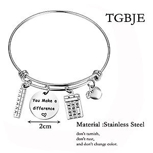 TGBJE Math Teacher Gift You Make A Difference Bracelet Math Teacher Thank You Gift Math Instructor Gift Mathematician Gift (Math Teacher)