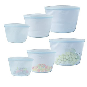 Gourmanity Cook Silicone Storage Bags | Reusable Silicone Bags with Zip Top | Silicone Storage Bags for Food | Leakproof Silicone Snack Bags [6 Bags in 3 sizes]