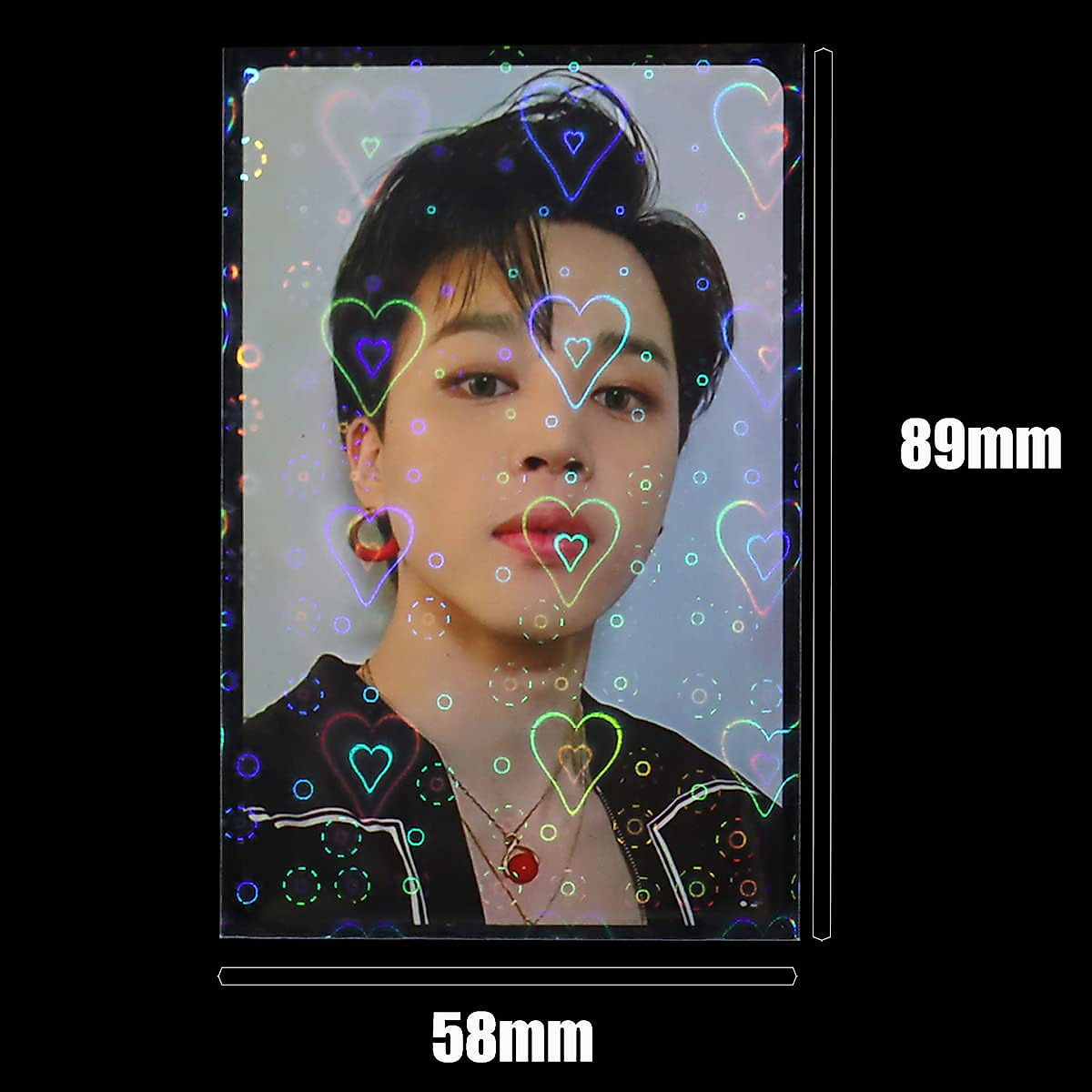100PCS Laser Flashing Card Sleeves Cover Shinny Hearts Kpop Photocard Sleeves (58x89mm, Hearts)