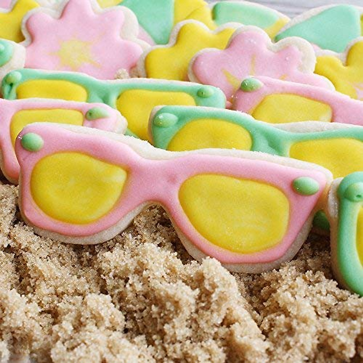 Summer Beach Cookie Cutter 3-Pc Set Made in USA by Ann Clark, Flip Flop, Sunglasses, Palm Tree