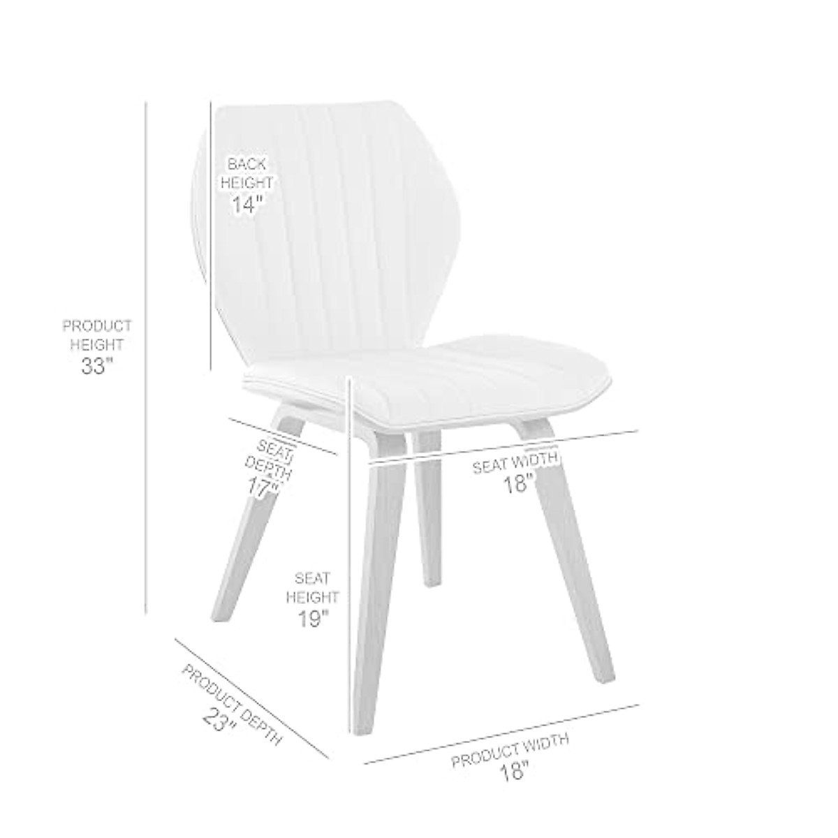 Armen Living Ontario Faux Leather and Wood Dining Chairs-Set of 2, 19" Seat Height, Black/Walnut