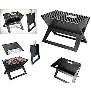 Elly Portable Design Handy and Lightweight Briefcase Easy to Clean. Ideal for Outdoor Barbecue, Camping 19.5x12x16 Foldable Grill, Black