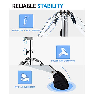 STRICH Drum Stool Set, Padded Seat Height Adjustable Drum Throne with 5A Drumsticks for Adults Beginner Drummers, SDB-10 Standard