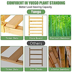 Plant Stand Indoor Outdoor,Yuego 13 Tier Bamboo Plant Stand 56in Tall Plant Stand Adjustable Shape Plant Stands Indoor With One Top Hanging Rod Multiple Usage 100% Bamboo Shelf For Patio Garden Corner Balcony Living Room