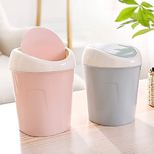 D-GROEE Mini Trash Can with Lid, Trash Can Durable Multipurpose Can Large Capacity Waste Container for Room Pink