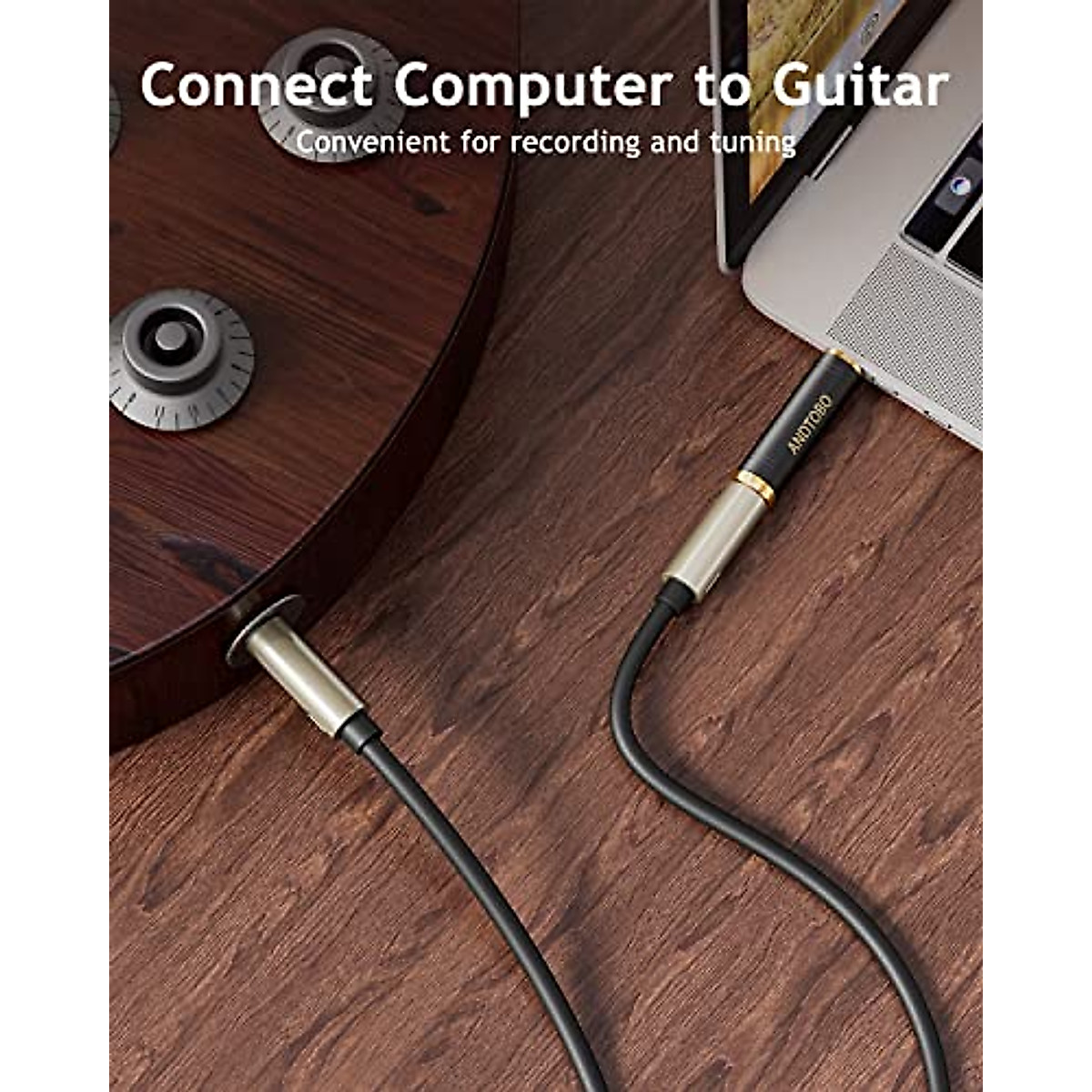 ANDTOBO 3.5mm Male to 1/4'' Female Stereo Pure Copper Headphone Adapter,3.5mm(1/8'') Plug Male to 6.35mm (1/4'') Jack Female Stereo Adapter for Headphone, Amp Adapte, Black 1-Pack