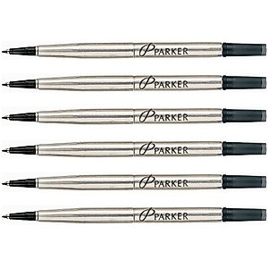 Parker Quink Ink RollerBall Fine Point Black Ink Refill 6 Refills 3021331
