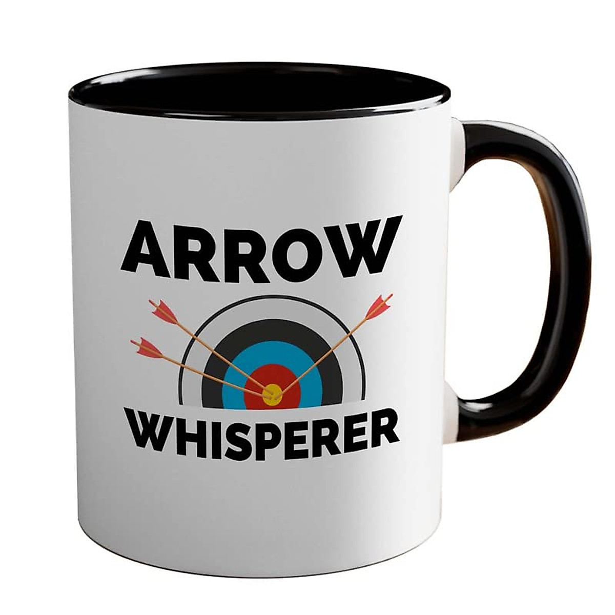 Archery 2Tone Black Mug 11oz - Arrow Whisperer - Archery Trainer Bowfishing Deer Shooting Target Shot