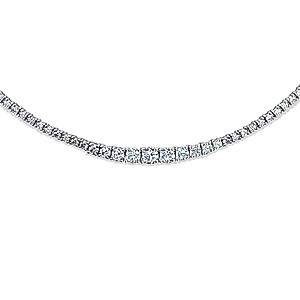 BERRICLE Sterling Silver Graduated Cubic Zirconia CZ Statement Tennis Necklace for Women, Rhodium Plated