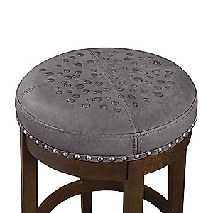 Ball & Cast Swivel Counter Stool Kitchen Bar Stools 25" H Backless Stool Chair, Grey Faux Leather