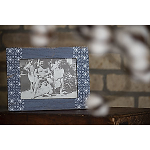 Foreside Home & Garden White Sunburst Pattern 5x7 Inch Blue Wood Decorative Picture Frame