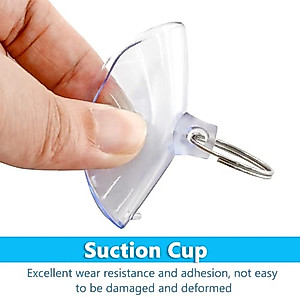 Biaungdo 50mm/2" Suction Cup with Ring, 12 Pcs Clear Key Ring Suction Cups Sucker Suction Hook for Window, Kitchen, Wall Glass Hook Hanger