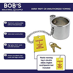 BISupply Semi Trailer King Pin Lock - Anti Theft 5th Wheel Hitch Locking Pin Kingpin Hitch Lock for RVs or Trailers