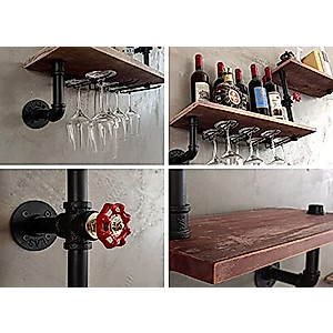 VEMEST 3 Tier Industrial Pipe Shelving Wall Mounted, Rustic Metal Storage Floating Shelves for Bedroom, Living Room, Bathroom, Farmhouse Kitchen Bar Shelving and Wall Shelf Unit Bookshelf.