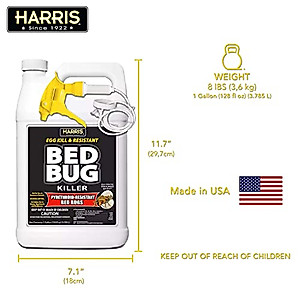 Harris Toughest Bed Bug Killer, Liquid Spray with Odorless and Non-Staining Extended Residual Kill Formula (Gallon)