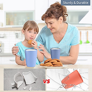 WUXURUN 6 Pack Wheat Straw Cup, Unbreakable Reusable Drinking Cups Water Cup, Stackable Coffee Cup Juice Tumblers, Mug for Coffee, Tea, Water, Milk, Juice