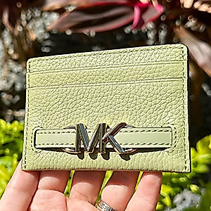 Michael Kors Reed Large Card Holder Wallet MK Signature Logo Leather (Light Sage)