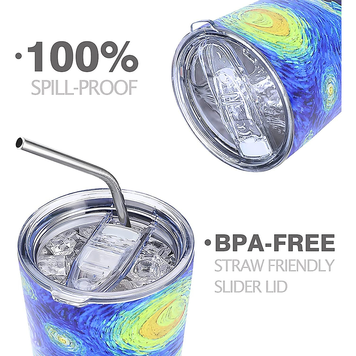 Compatible with Yeti Lids 20 oz Replacement Lid, Ozark Trail and More Splash Resistant Lids Spill Proof Tumbler Lid Clear Cup Silicone Sliding Covers BPA Free(2 Pack)