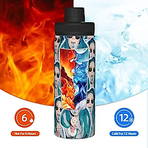 HIKTIEK Halseys Stainless Steel Insulated Tumbler Sports Water Bottle Hot and Cold Travel Cup 18oz