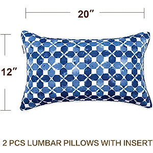 JMGBird Outdoor Lumbar Pillows Waterproof Set of 2 Outdoor Pillows with Insert Included 12×20 Inch Outdoor Pillow for Patio Furniture