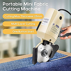 GPOAS Electric Rotary Fabric Cutter Cloth Cutting Machine 4 Inch Octagonal Blade Cloth Cutter Electric Scissors With Automatic Sharpener For Multi Layer Carpet Leather,Industrial Grade 110V