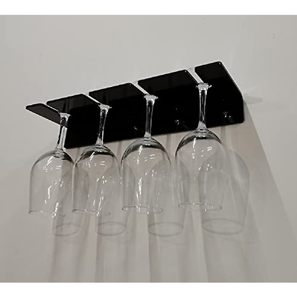 Wine glass holder, acrylic wall-mounted wine glass holder, tableware under the cabinet, wine glass holder and Glasses storage rack, kitchen cabinet storage rack (Black 2 pack)