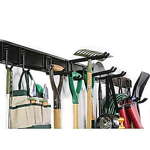 Ultrawall 22 PCS Tool Storage Rack, 112 Inches Adjustable Garage Organization Wall Mounted Storage System with 15 Hooks, Heavy Duty Steel Garden Tool Organizer Wall Holders