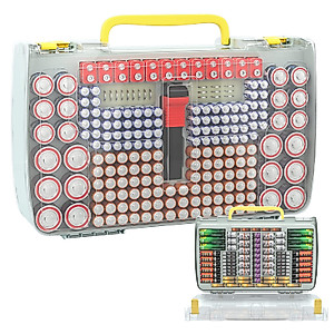 Large Capacity 269 Battery Organizer Storage Case with Tester, Double-Side Battery Holder Container for AA AAA AAAA C D 9V Lithium 3V CR123 CR2032 CR1632 18650 Batteries(Box Only) (Grey)