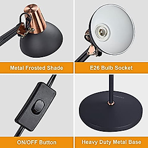 DLLT Modern Metal Floor Lamp, Flexible Swing Arms Reading Floor Lamp with Metal Shade, Adjustable Head Tall Industrial Standing Lamp for Living Room, Bedroom, Office, Study Room, E26(Matte Grey)