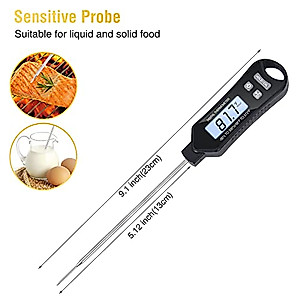 BlueSwan Meat Thermometer, Digital Instant Read Kitchen Food Thermometer, IP66 Waterproof 5.1" Long Probe Thermometer for Cooking, Grilling, Candy, Oil, Milk