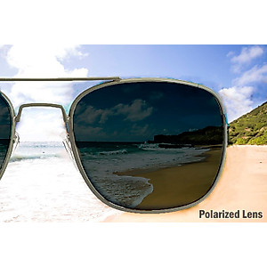 Humvee CampCo Pilot Sunglasses - Polarized Aviator Sunglasses Bayonette, 57mm, Matte Silver Frame, Gray Polarized Lens