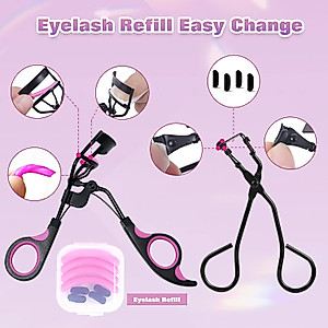 Eyelash Curler Eye Brow Kit, MODUSKYE 7 in 1 Eyelashes Curler with Replacement Refill Pads for Women, Partial Lash Curler Eyes Makeup Tools Long-Lasting Natural Lashes