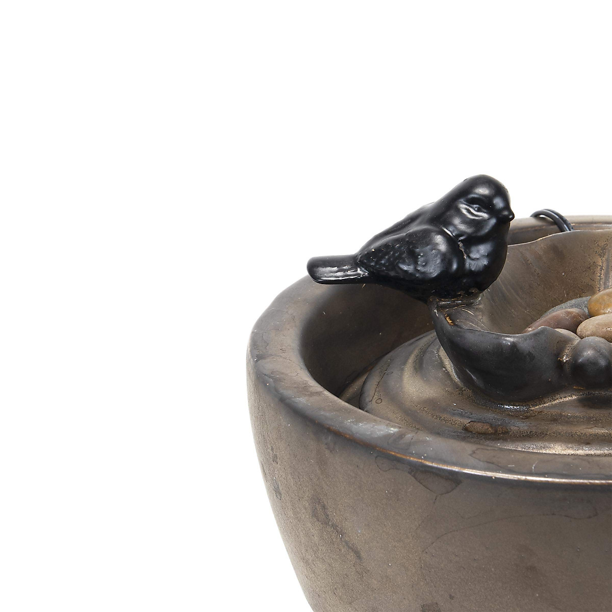 Foreside Home & Garden Bronze Bird on Leaf Indoor Water Fountain with Pump