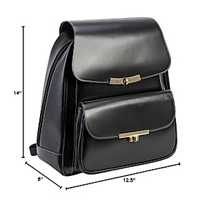 McKleinUSA Women's Leather Business Laptop Tablet Backpack, Black, Small